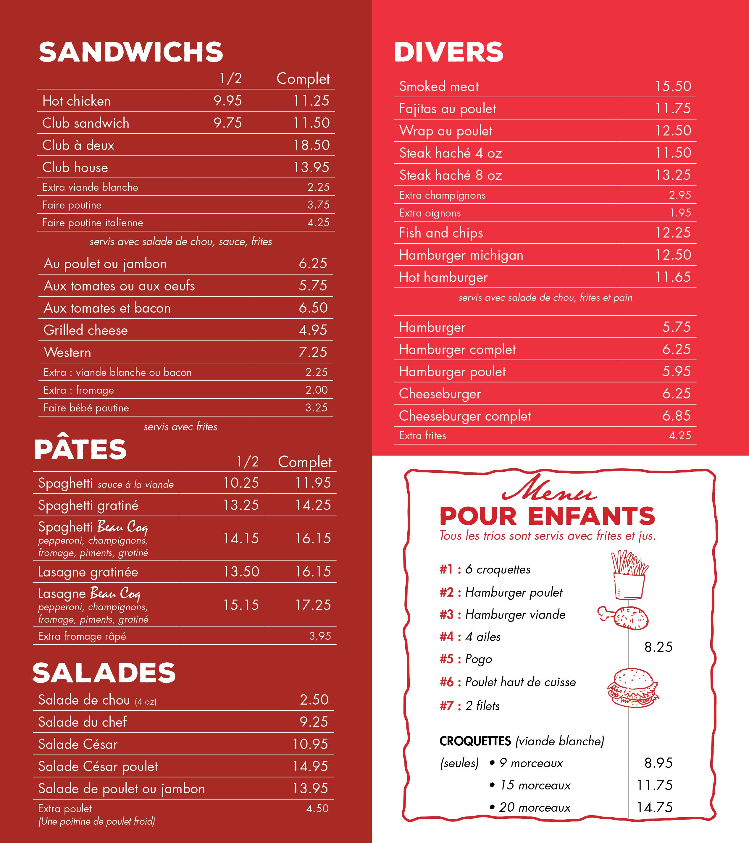 Menu livraison • Rôtisserie Beau Coq