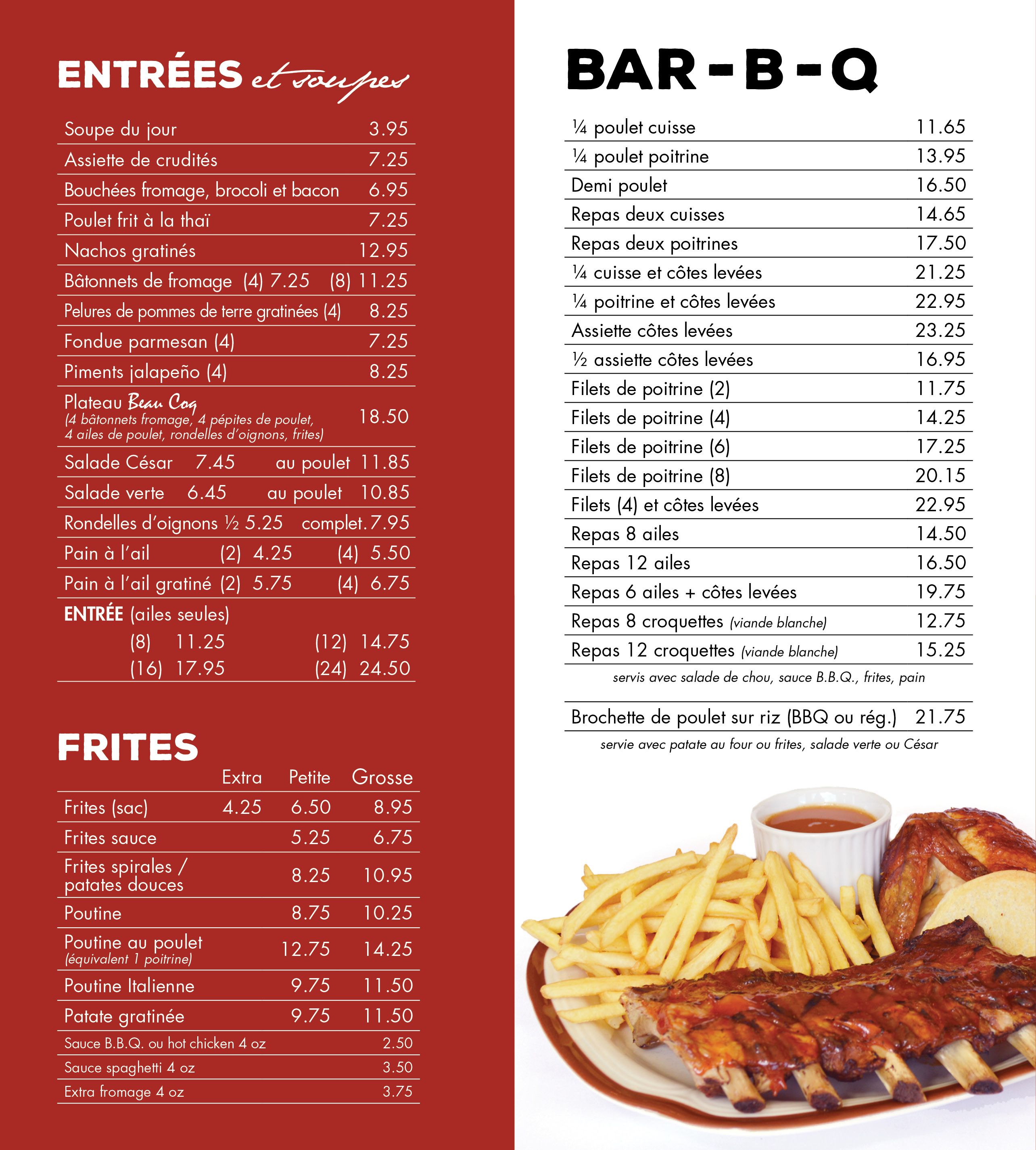 Menu livraison • Rôtisserie Beau Coq